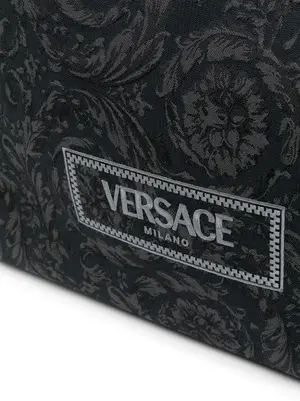 Versace Barocco Athena Jacquard Canvas Tote Bag - Black