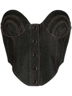 ALEKSANDRE AKHALKATSISHVILI Contrast-stitching Denim Corset
