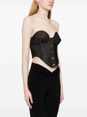 ALEKSANDRE AKHALKATSISHVILI Contrast-stitching Denim Corset