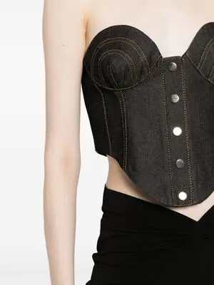 ALEKSANDRE AKHALKATSISHVILI Contrast-stitching Denim Corset
