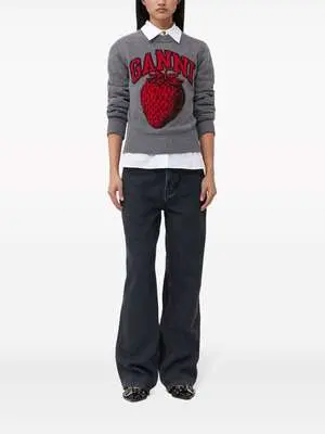 GANNI Intarsia-knit Logo Jumper