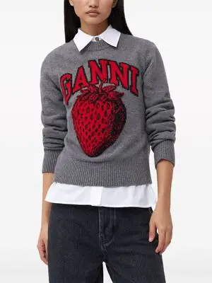 GANNI Intarsia-knit Logo Jumper