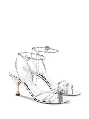 FERRAGAMO 70mm Patent Leather Strappy Sandals - Silver