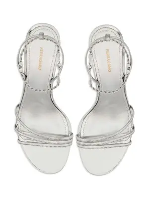 FERRAGAMO 70mm Patent Leather Strappy Sandals - Silver