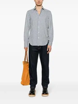 BARBA NAPOLI Fine-check Cotton Flannel Shirt