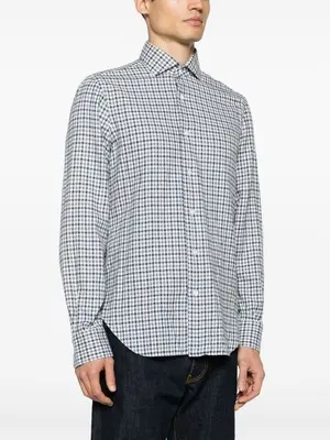 BARBA NAPOLI Fine-check Cotton Flannel Shirt