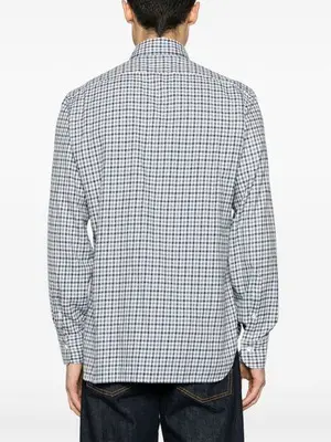 BARBA NAPOLI Fine-check Cotton Flannel Shirt