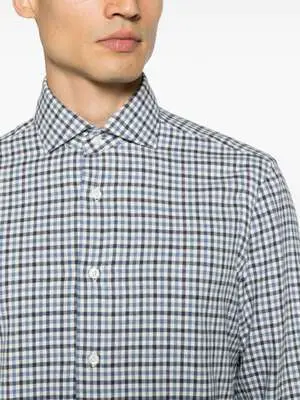 BARBA NAPOLI Fine-check Cotton Flannel Shirt