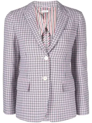 Thom Browne Check Crepe Single-breasted Blazer - White