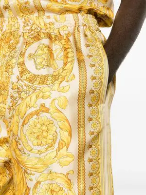Versace Barocco Print Silk Shorts - Yellow