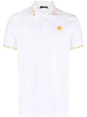 Versace Embroidered Cotton Piqué Polo - White