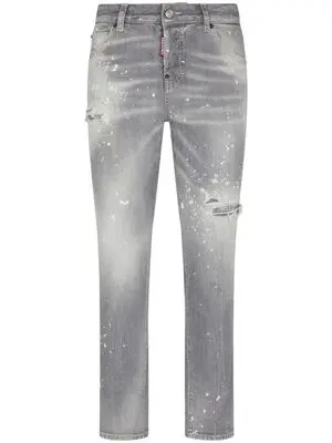 Dsquared2 Paint-splatter Ripped Slim Jeans - Grey