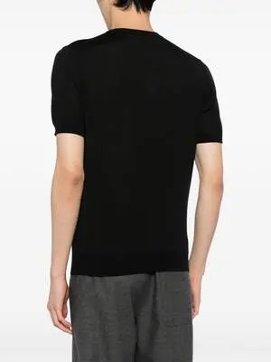 Colombo Crew-neck Fine-knit T-shirt - Black