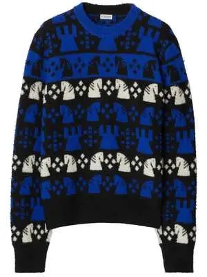 Burberry Chess Intarsia Wool-blend Jumper - Black