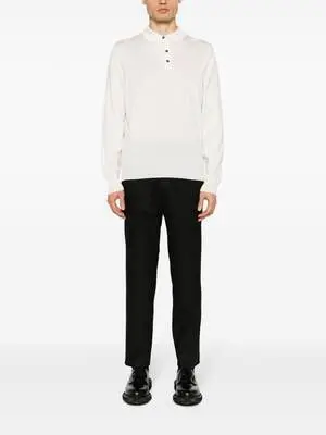 BOSS Logo-embroidered Virgin Wool Polo Shirt - White
