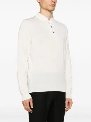 BOSS Logo-embroidered Virgin Wool Polo Shirt - White