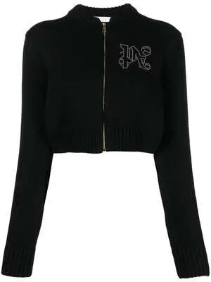 Palm Angels Monogram-appliqué Zip-up Sweatshirt