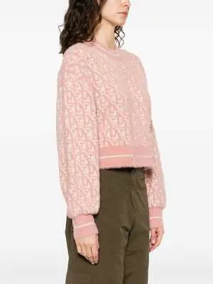Palm Angels Monogram-jacquard Cropped Jumper - Neutrals