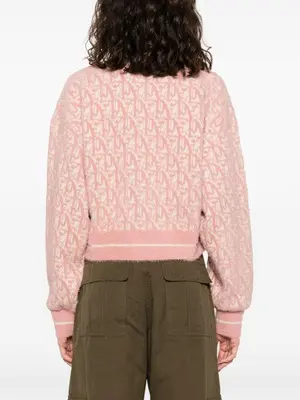 Palm Angels Monogram-jacquard Cropped Jumper - Neutrals
