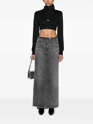 COURREGES Logo-embroidered Cropped Jacket - Black