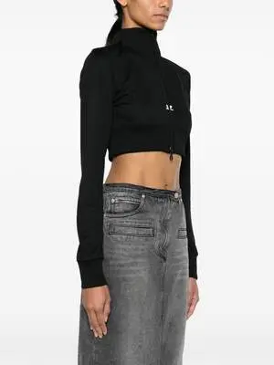 COURREGES Logo-embroidered Cropped Jacket - Black