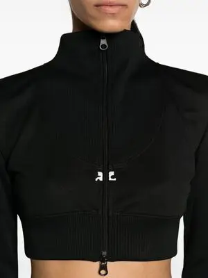 COURREGES Logo-embroidered Cropped Jacket - Black