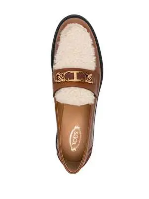 TOD'S Shearling Loafers - Brown