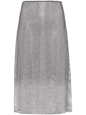 Prada Rhinestone-embellished Mesh Midi Skirt