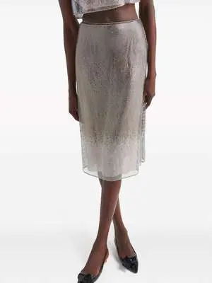 Prada Rhinestone-embellished Mesh Midi Skirt