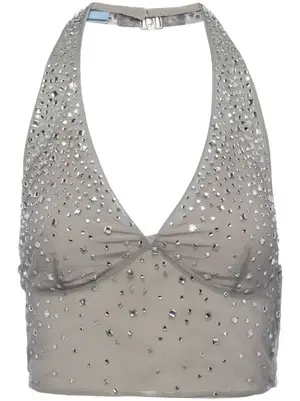 Prada Crystal-embellished Tulle Top