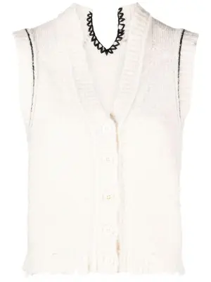 Zadig&Voltaire Sequin-embellished Chunky-knit Vest - White
