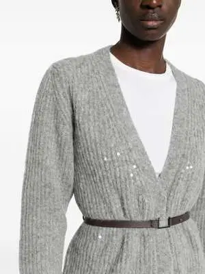 Peserico Sequin-embellished Belted Cardigan