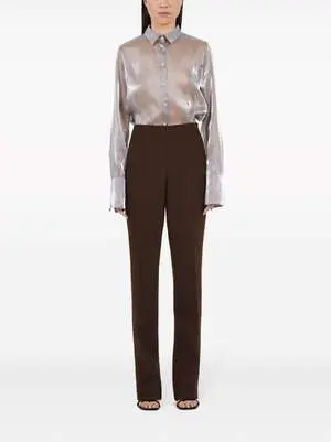 FERRAGAMO Pleat-detail Straight-leg Trousers - Brown