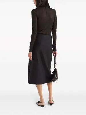 Prada Feather-trimmed Wool Midi Skirt