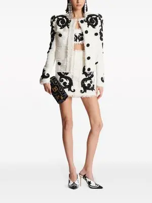 Balmain Embroidered Tweed Mini Skirt