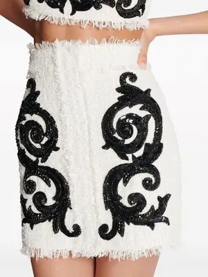 Balmain Embroidered Tweed Mini Skirt