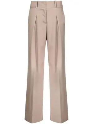 Peserico Twill Wide-leg Trousers With Crystal Embellishments