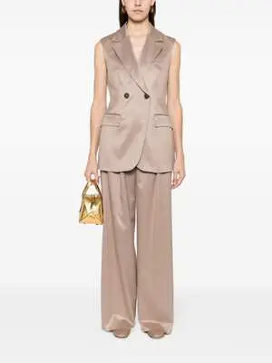 Peserico Twill Wide-leg Trousers With Crystal Embellishments