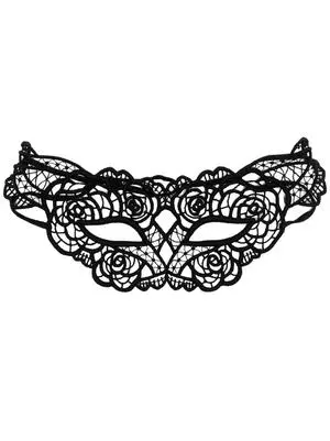 Fleur Du Mal Rose Guipure Eye Mask - Black