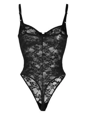 FLEUR DU MAL Le Stretch Lace Bodysuit - Black