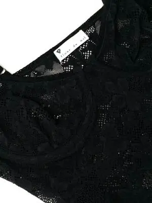 FLEUR DU MAL Le Stretch Lace Bodysuit - Black