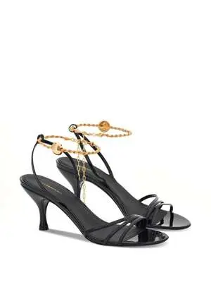 FERRAGAMO 70mm Cable-link Chain Leather Sandals - Black