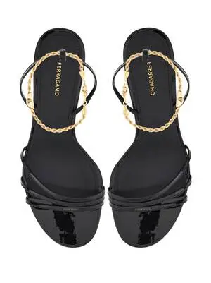 FERRAGAMO 70mm Cable-link Chain Leather Sandals - Black
