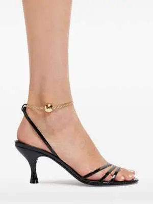 FERRAGAMO 70mm Cable-link Chain Leather Sandals - Black