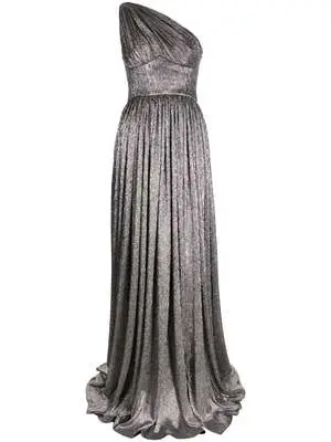 RHEA COSTA One-shoulder Metallic Gown