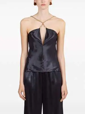 FERRAGAMO Twisted-strap Satin Top