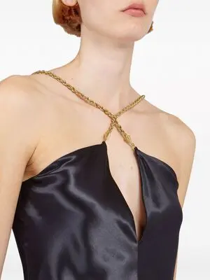 FERRAGAMO Twisted-strap Satin Top