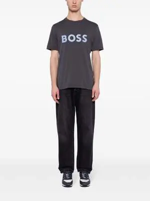 BOSS Logo-print Cotton T-shirt - Grey
