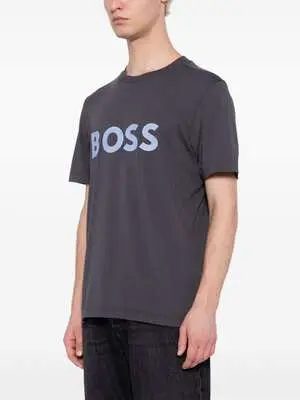 BOSS Logo-print Cotton T-shirt - Grey
