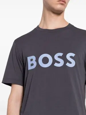 BOSS Logo-print Cotton T-shirt - Grey